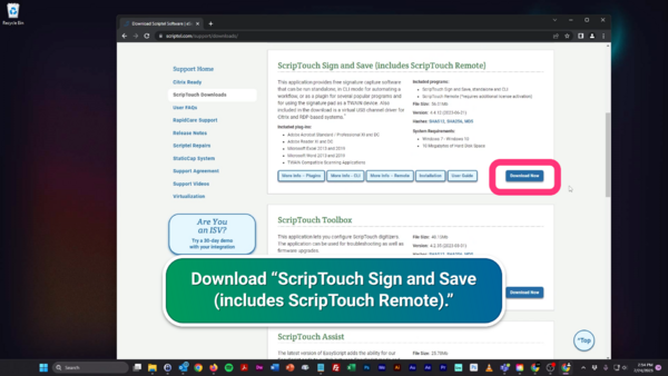 Install ScripTouch Remote with ScripTouch Sign and Save on Windows - Scriptel Wiki